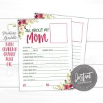 EDITABLE Mother's Day Questionnaire, All about Mom, Survey Questions ...