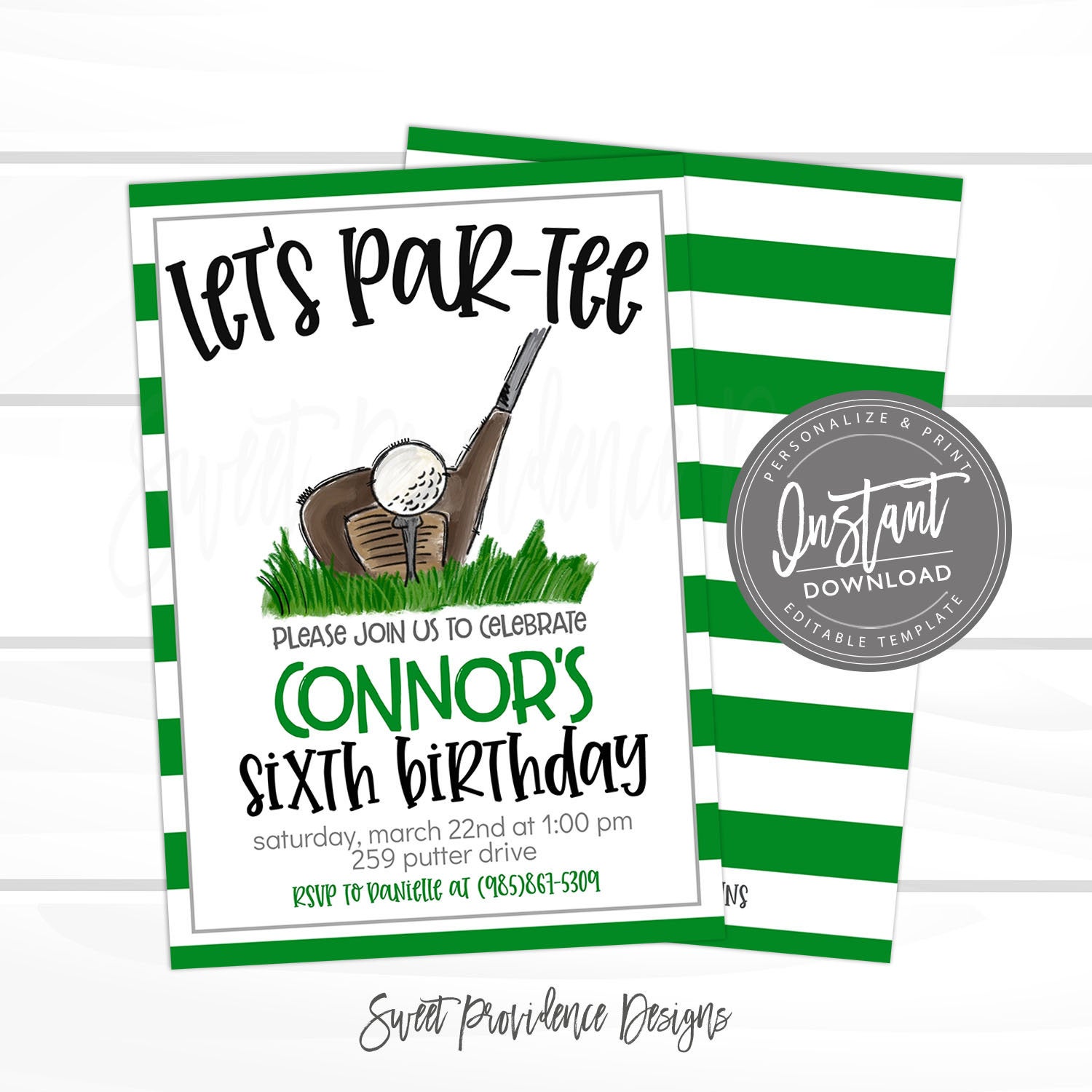Golf Birthday Invitation, Let's Par-Tee, Editable golf party, Boy ...