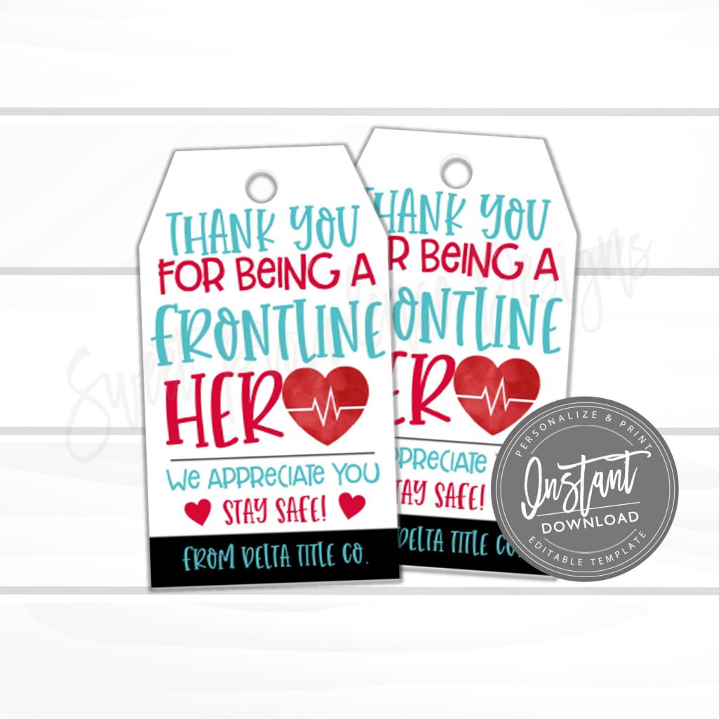 Nurse Appreciation Gift Tag, Thank You Frontlines Worker, Medical ...