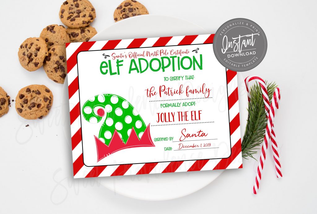 EDITABLE Elf Adoption Certificate, Printable Elf Letters, Notes from ...