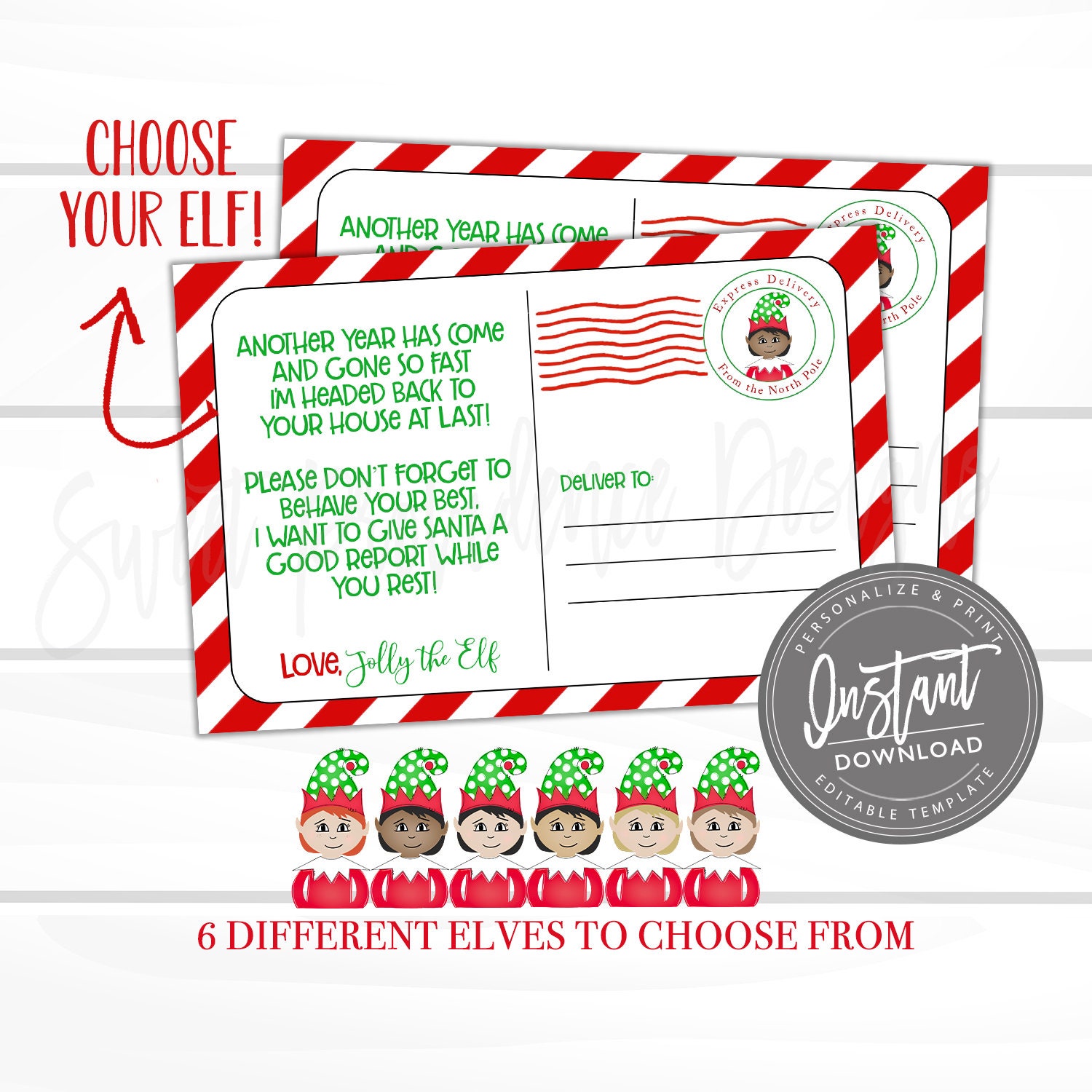 EDITABLE Elf Postcard, Printable Elf Letters, Notes from the Elf, Elf ...