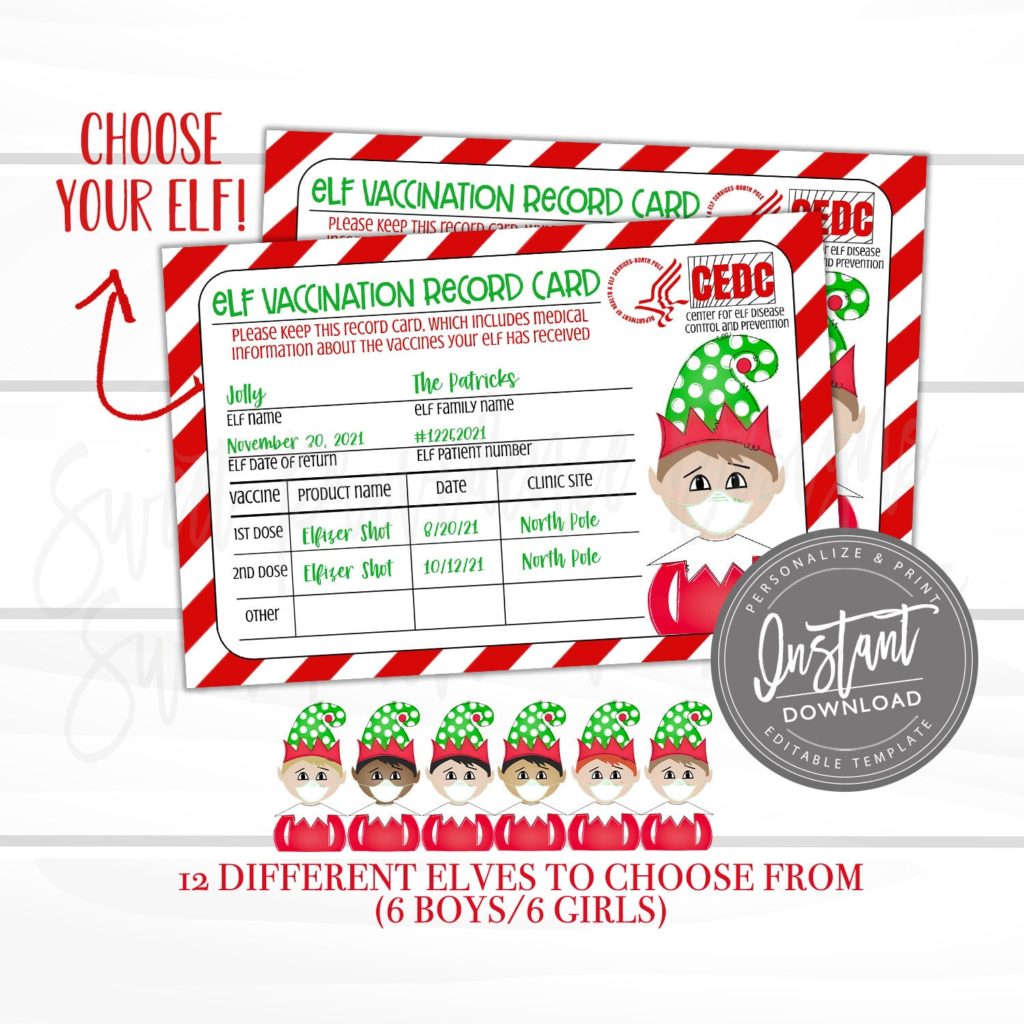 EDITABLE Elf Vaccination ID Card, Printable Elf Vaccine Letter, Notes ...