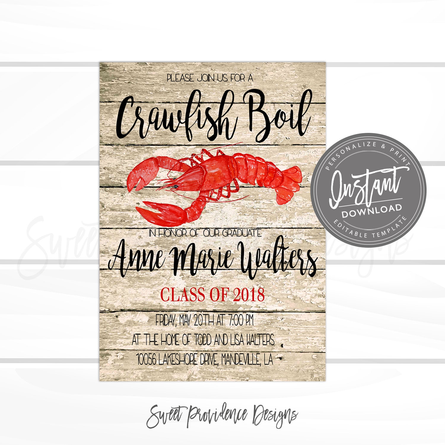 Crawfish Boil Birthday Invitation, Editable Kids Birthday Invite, Any ...