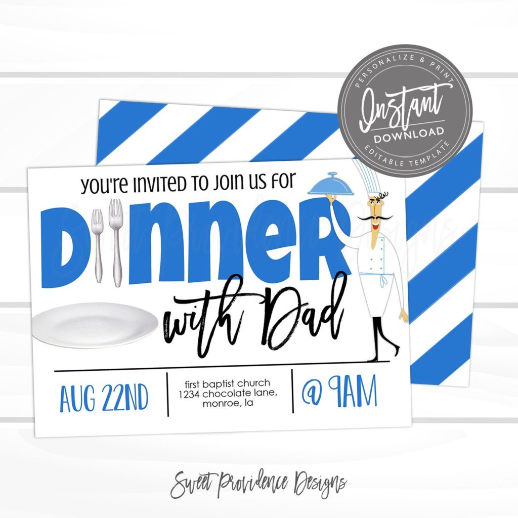 Dinner with Dad Invitation, School Flyer, Father's Day, PTO fundraiser ...