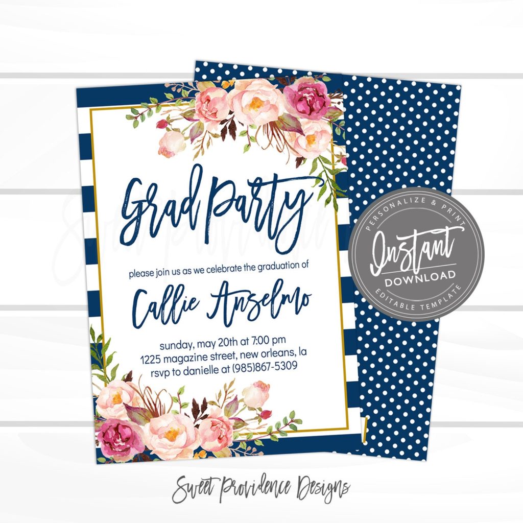 Graduation Party Invitation, Grad Party invite, Class of 2022, Editable ...