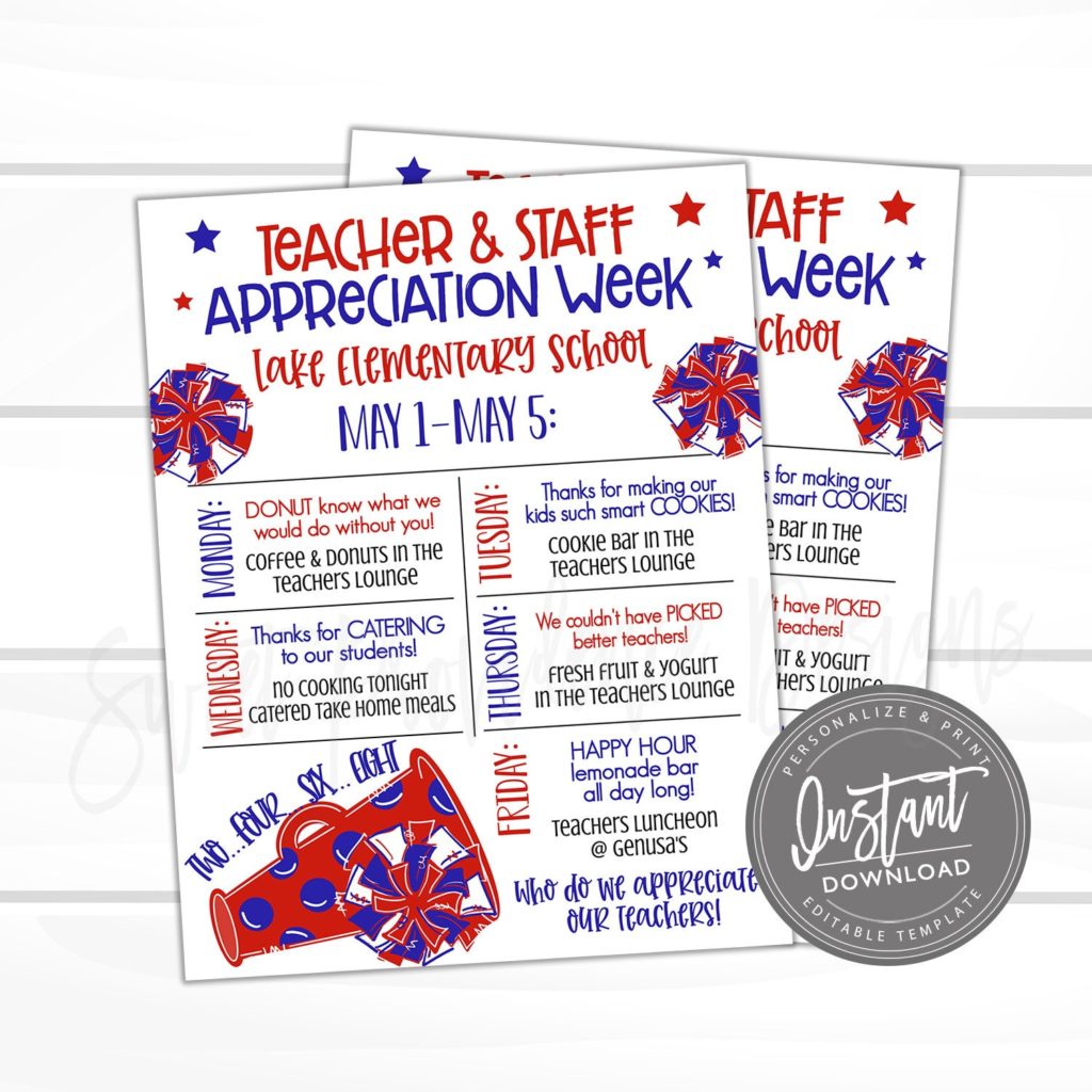 Teacher Appreciation Week Cheer, Editable School Sign, Editable Teacher ...