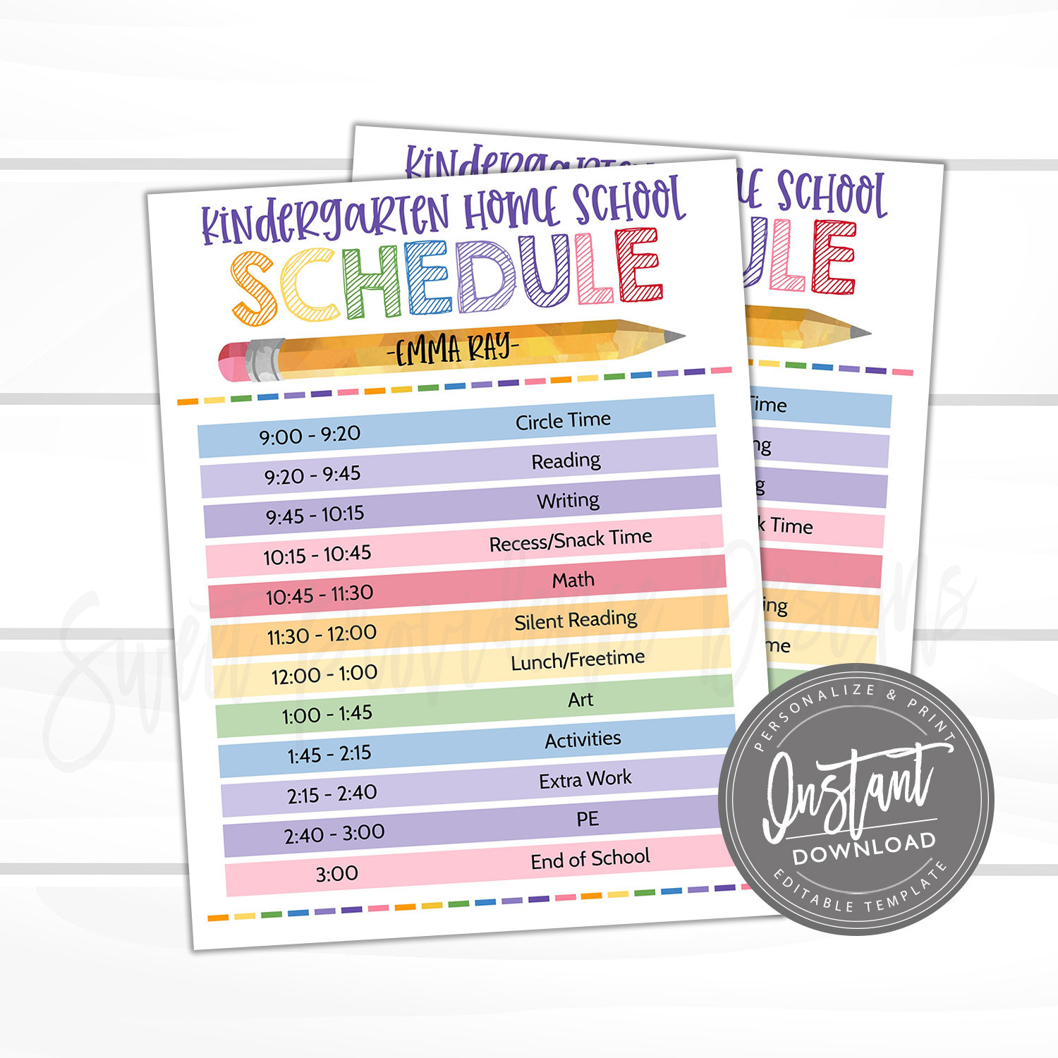 Editable Home School Printable Schedule Customizable Kids Daily Class Editable Home School Printable Schedule Customizable Kids Daily Class